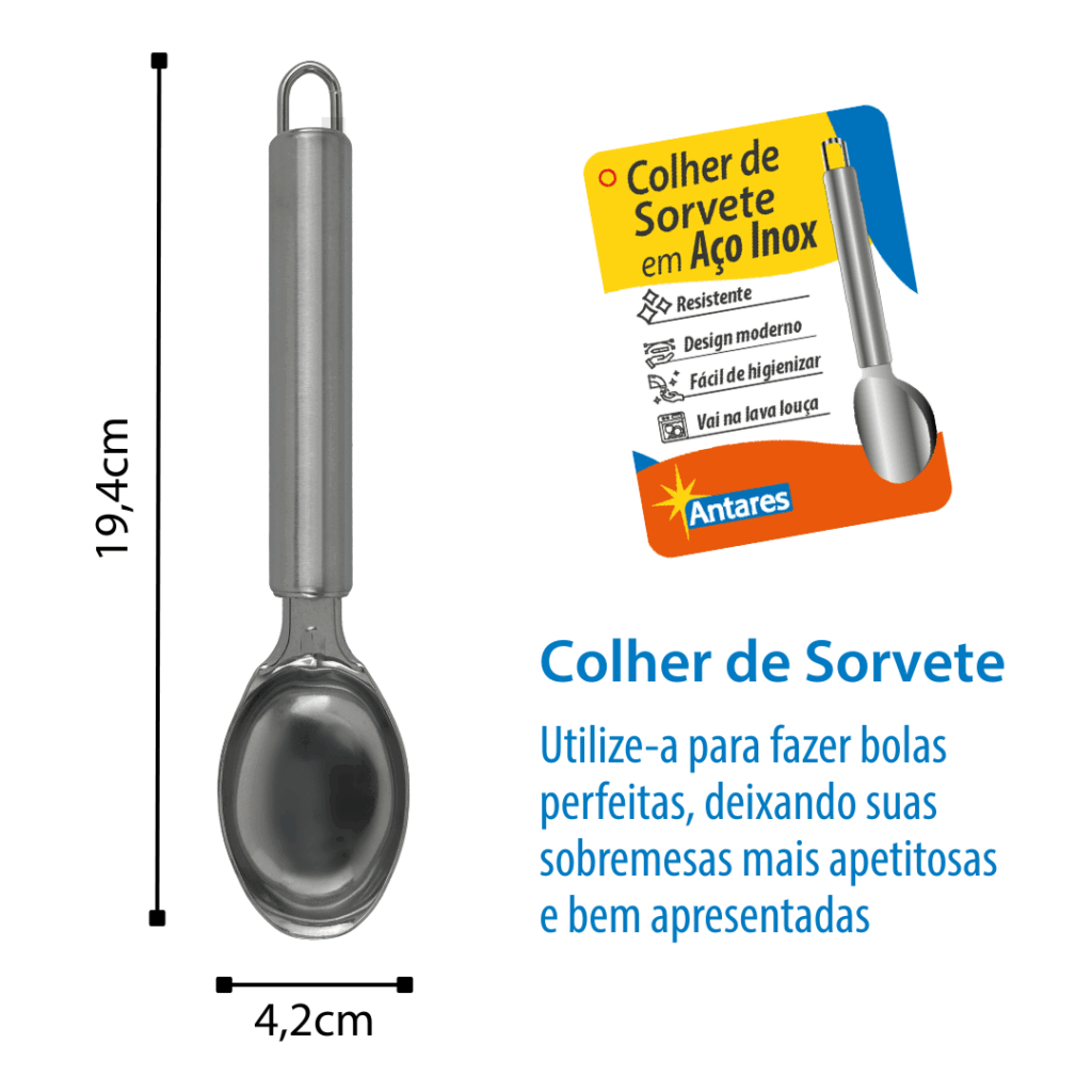Colher de Sorvete em Aço Inox - Antares Plásticos